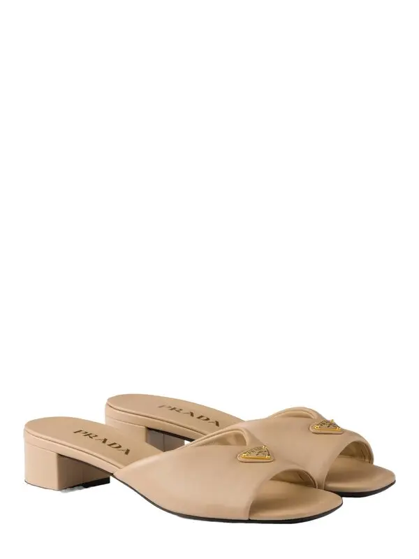 Prada Padded Nappa Leather Sandals - Sand Beige