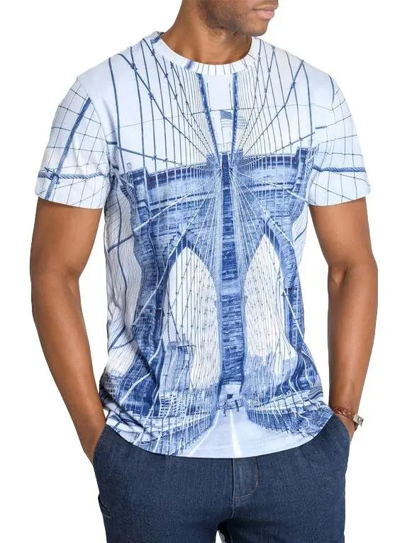 BROOKLYN BRIGADE Slim Fit Brooklyn Bridge Crew T-shirt - Blue