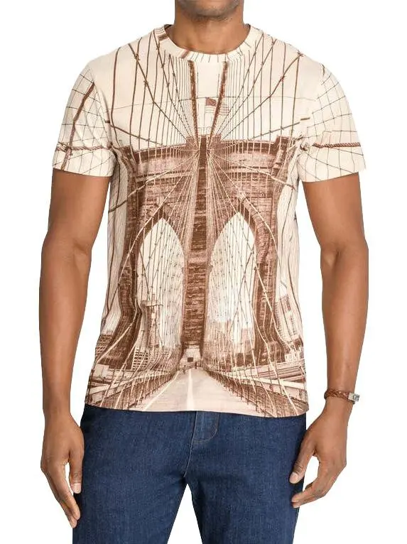 BROOKLYN BRIGADE Slim Fit Brooklyn Bridge Crew T-shirt - Stone