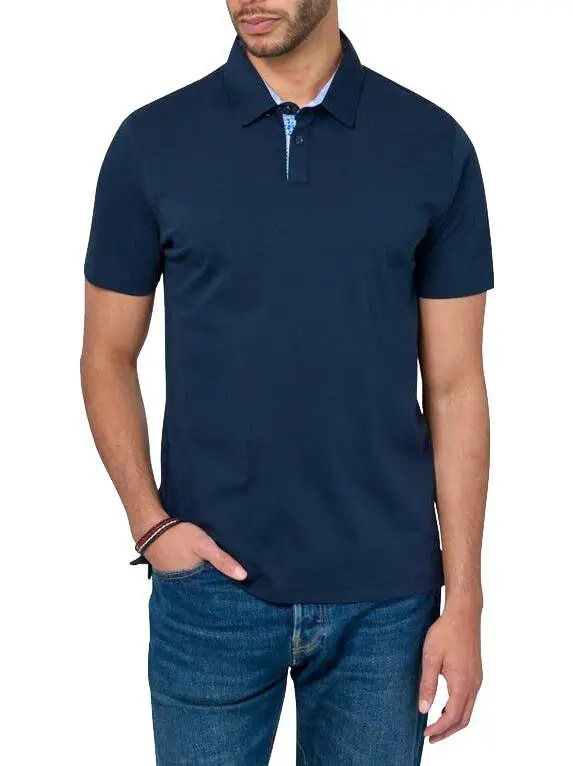 BROOKLYN BRIGADE Slim Fit Solid Short Sleeve Polo - Navy