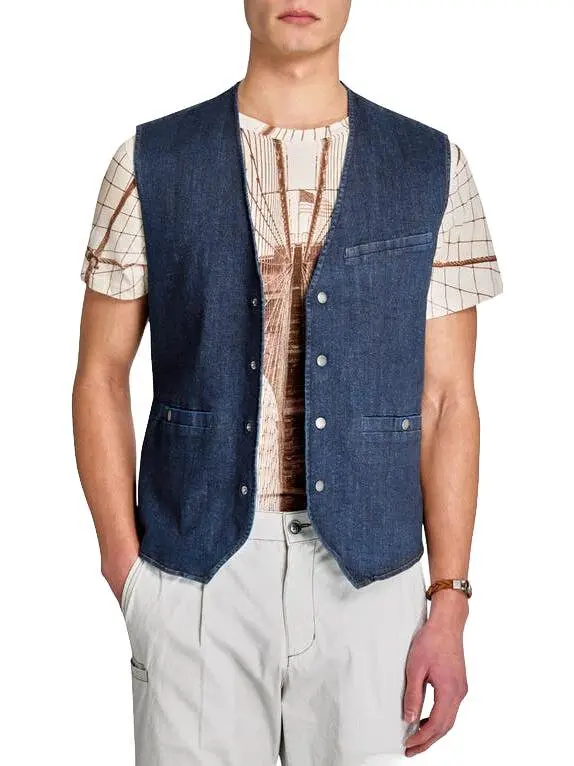 BROOKLYN BRIGADE Slim Fit Denim Vest - Navy