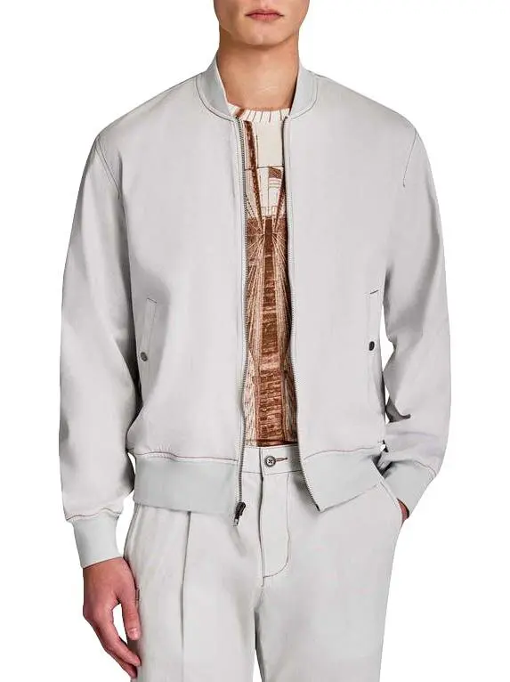 BROOKLYN BRIGADE Slim Fit Brooklyn Bridge Bomber Jacket - Stone
