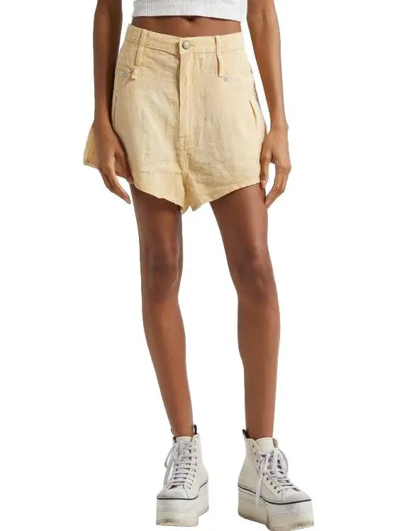 R13 Double Loop Venti Linen Shorts - Maize Linen Chambray