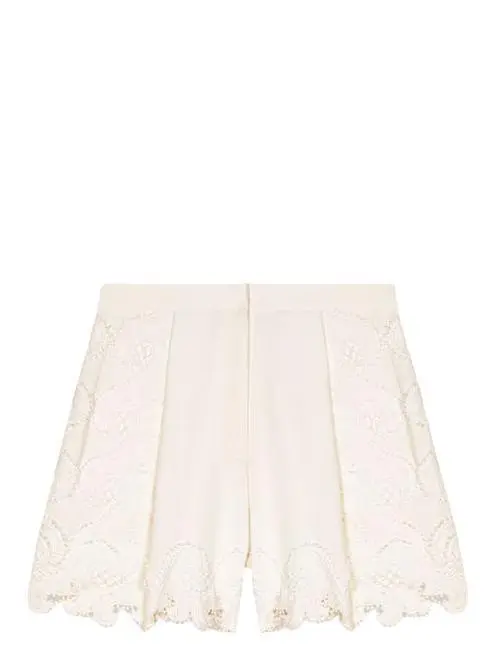 Maje Embroidered Floral Shorts - Ecru