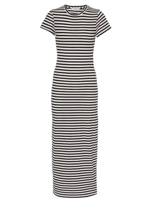 NILI LOTAN Striped Cotton Jersey Maxi Dress - Black