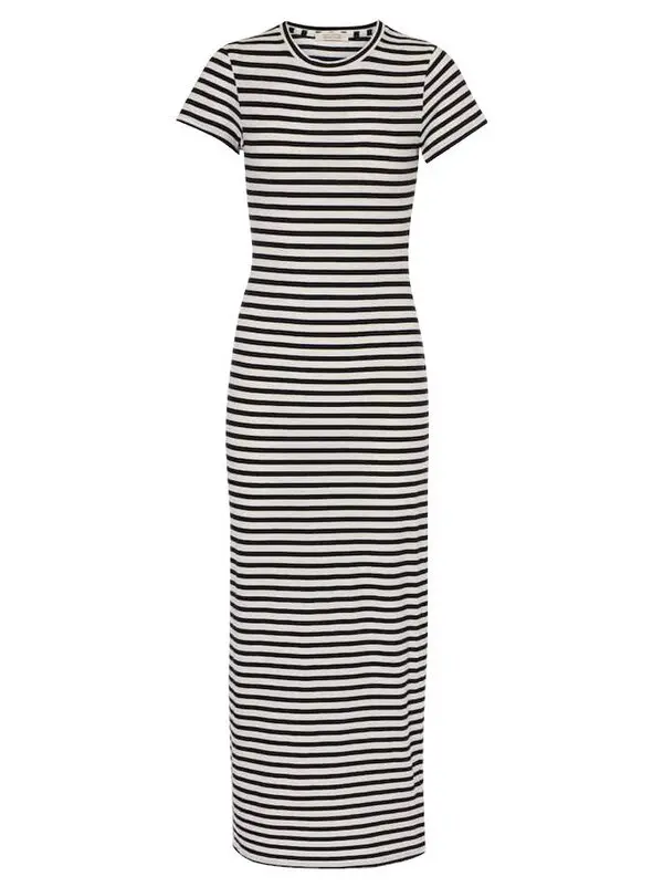 NILI LOTAN Striped Cotton Jersey Maxi Dress - Black