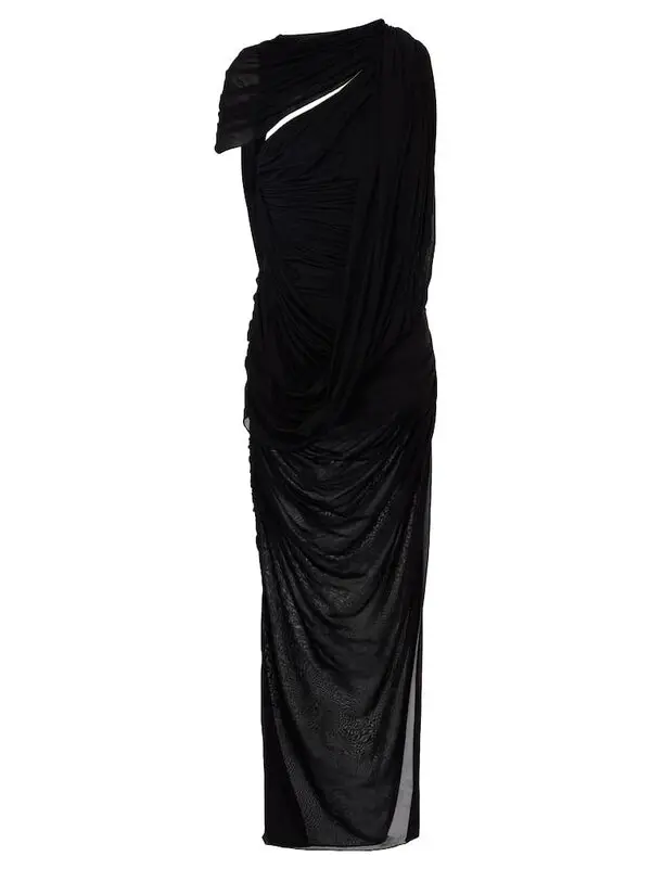 MUGLER Draped Open-back Maxi Dress - Black
