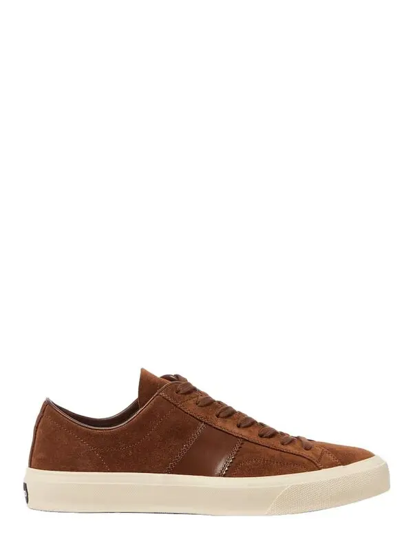 TOM FORD Cambridge Logo Suede Sneakers - Brown