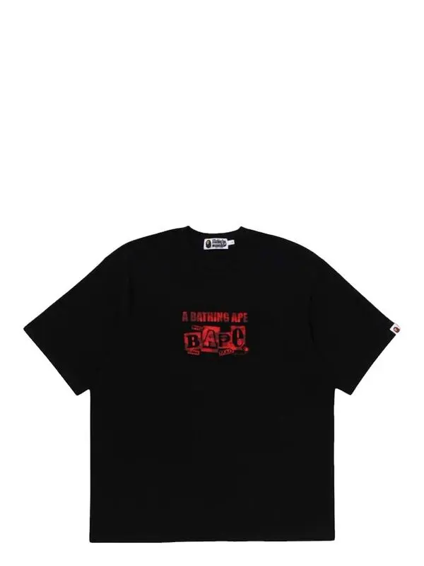 A BATHING APE Text Graphic Tee Shirt - Black