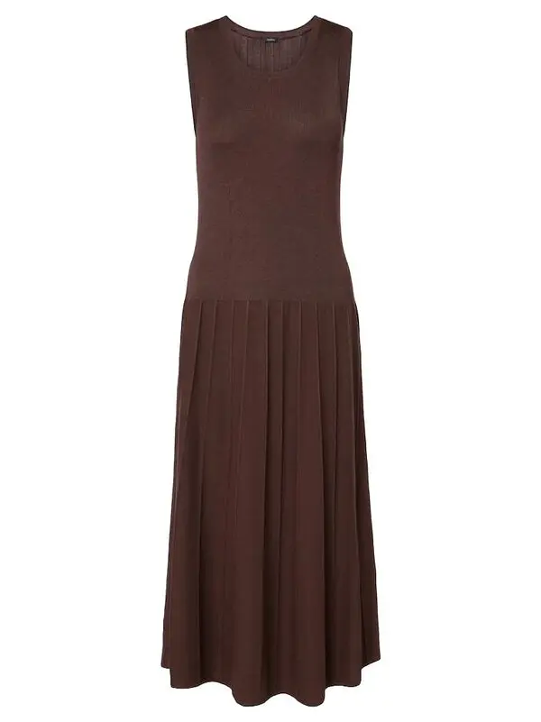JOSEPH Pleated Midi Dress - Brown