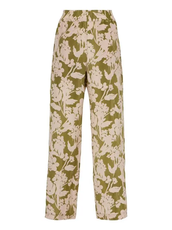 Victoria Beckham Silk Pajama Pants - Green