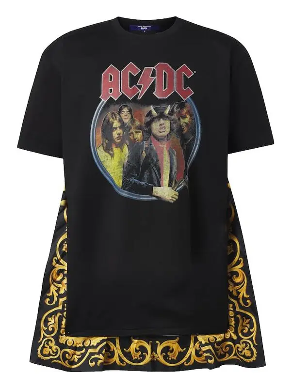 Junya Watanabe Ac/dc Printed Caped Cotton Jersey T-shirt - Multicoloured