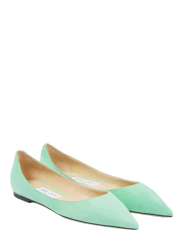 JIMMY CHOO Love Suede Ballet Flats - Green