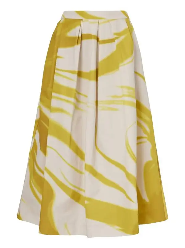 Dries Van Noten Printed Cotton Midi Skirt - Yellow