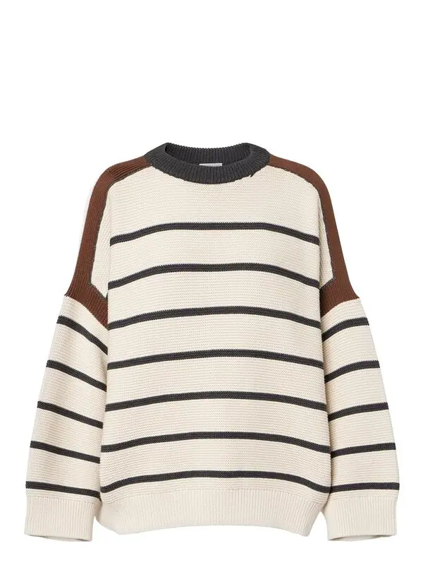 Brunello Cucinelli Striped Cotton Crewneck Sweater - Multicoloured