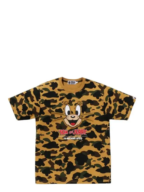 A BATHING APE X Tom And Jerry 85th 1st Camo Tee Shirt - Yellow