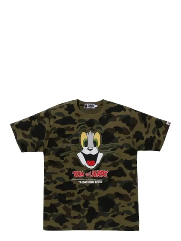 A BATHING APE X Tom And Jerry 85th 1st Camo Tee Shirt - Green