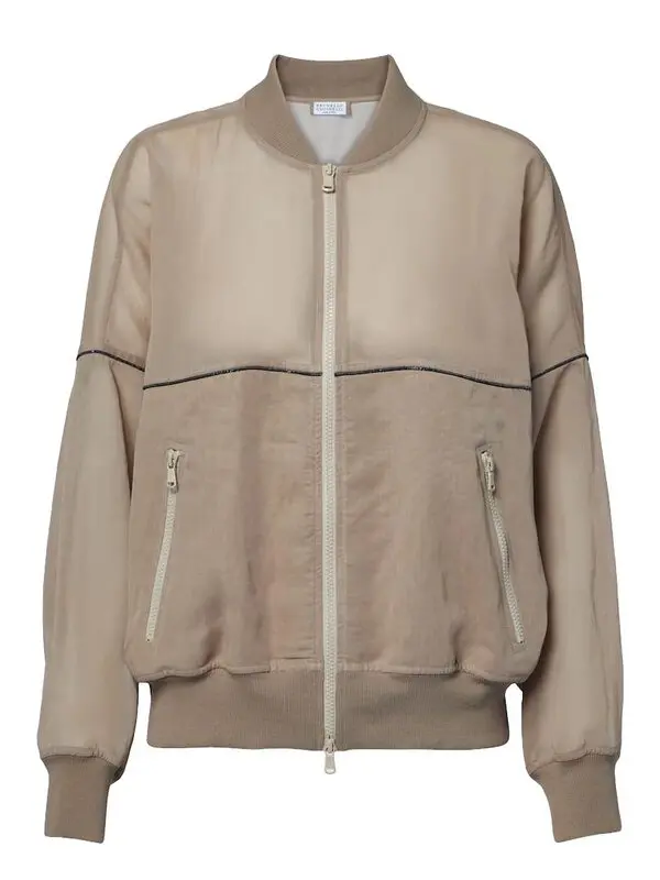 Brunello Cucinelli Cotton Organza Bomber Jacket - Beige