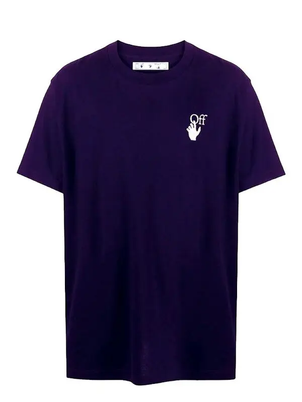 Off-White Arrow Print Logo Marker Short Sleeve Over Tee Shirt - Navy Blue/purple