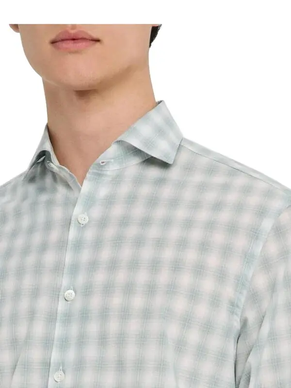 Canali Apos;s Cotton Ombre Check Sport Shirt - Green