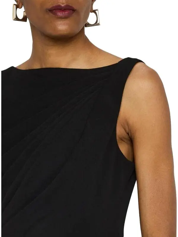 Badgley Mischka Sleeveless Draped Midi Dress - Black