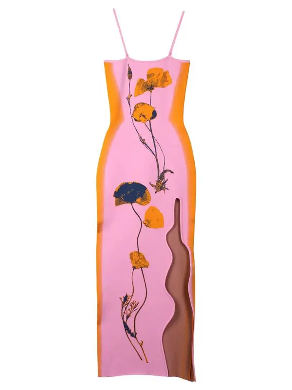 Ph5 Iris Flower-print Knit Maxi Tank Dress - Pink Blushing