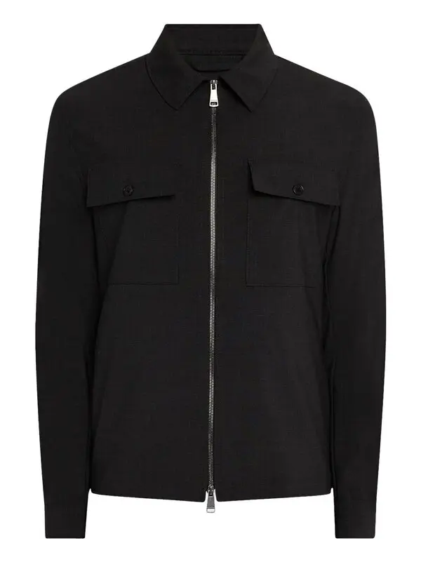 Bugatchi Stretch Wool Overshirt - Black