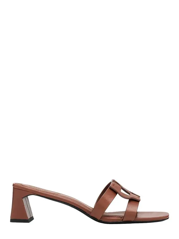 Simkhai Leather Monogram Mule Sandals - Sable