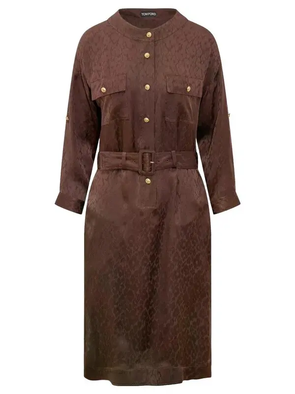 TOM FORD Belted Shirt Dress - Brown