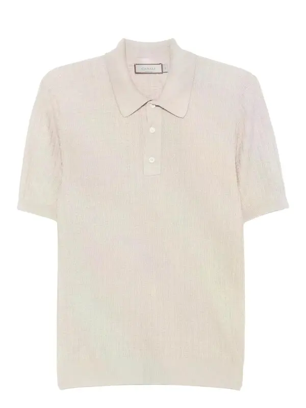 Canali Knitted Polo Shirt - Neutrals