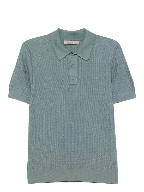 Canali Knitted Polo Shirt - Green