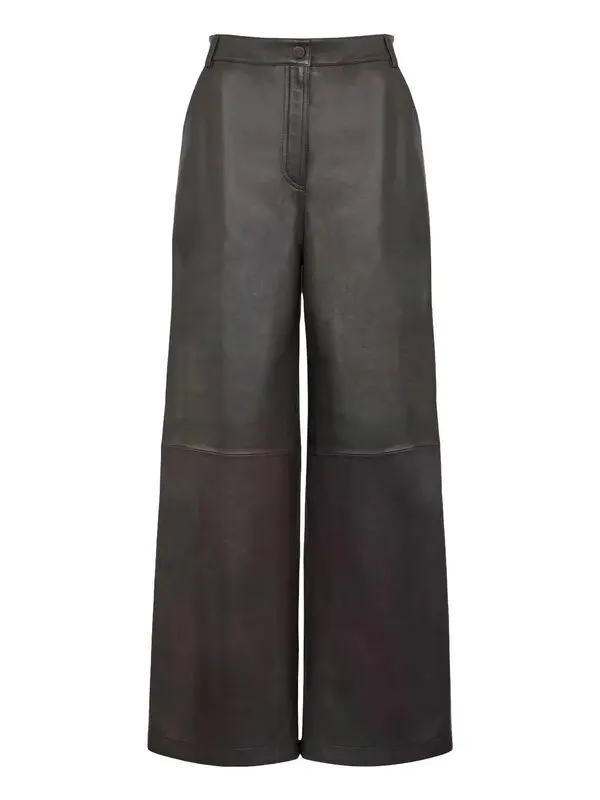YVES SALOMON Leather Trousers - Brown