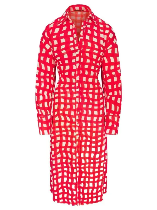 SIMONMILLER Gingham Midi Dress - Red