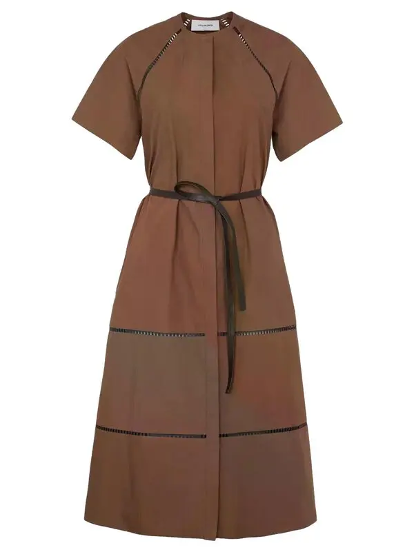 YVES SALOMON Belted Midi Dress - Brown