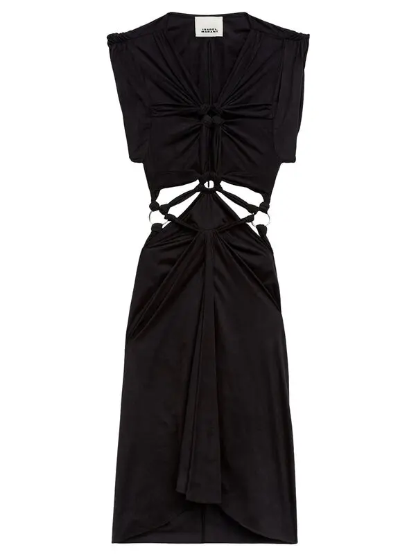 Isabel Marant Étoile Sirena Draped Faux Suede Midi Dress - Black