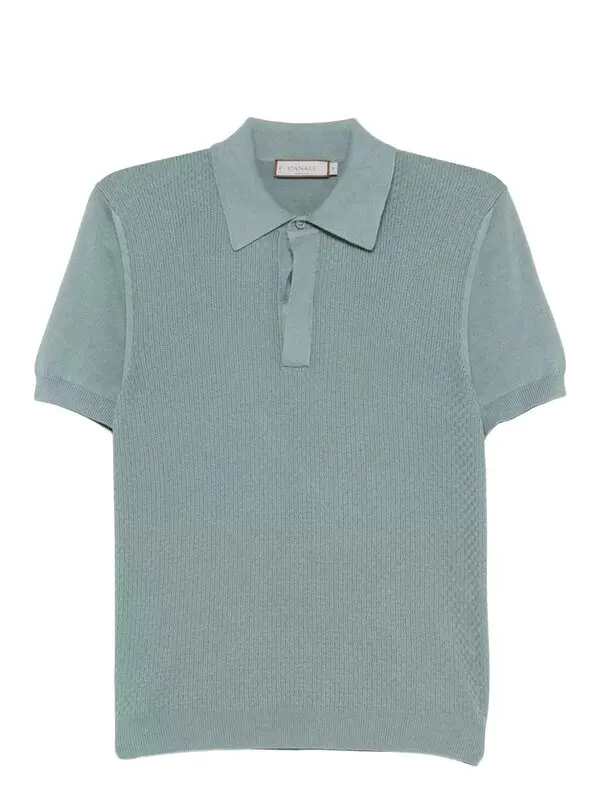Canali Textured Polo Shirt - Green