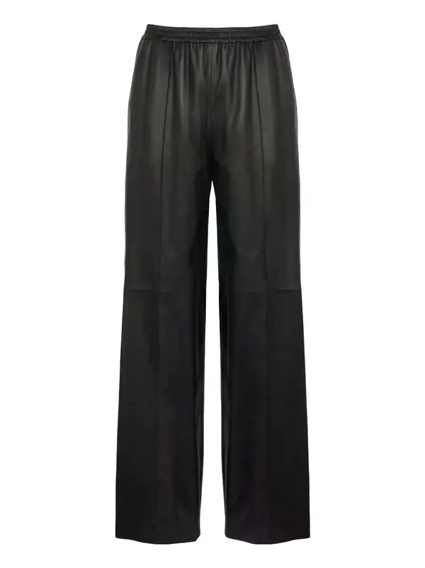YVES SALOMON Leather Palazzo Trousers - Black