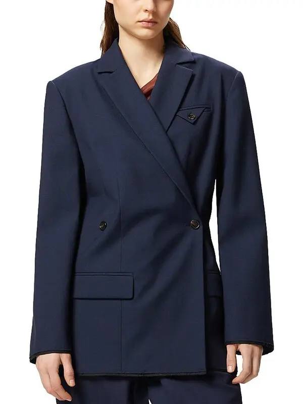 Pinko Wool Blend Double-breasted Jacket - Gloomy Blue