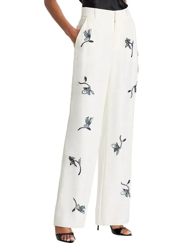 Cinq À Sept Falling Lilies Zinon Pants - Ivory/navy
