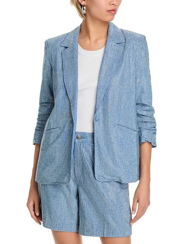 Cinq À Sept Chambray Rhinestone Blazer - Medium Blu