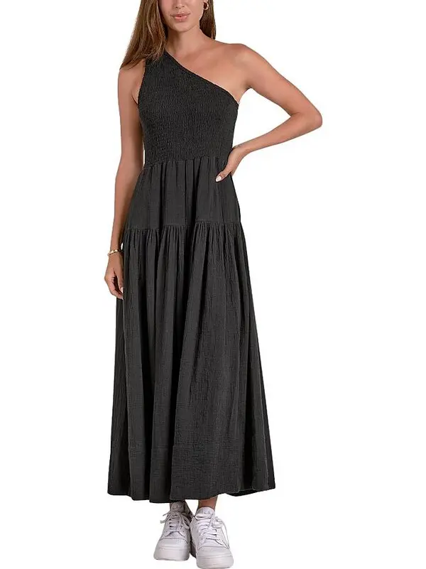 Elan One Shoulder Maxi Dress - Black