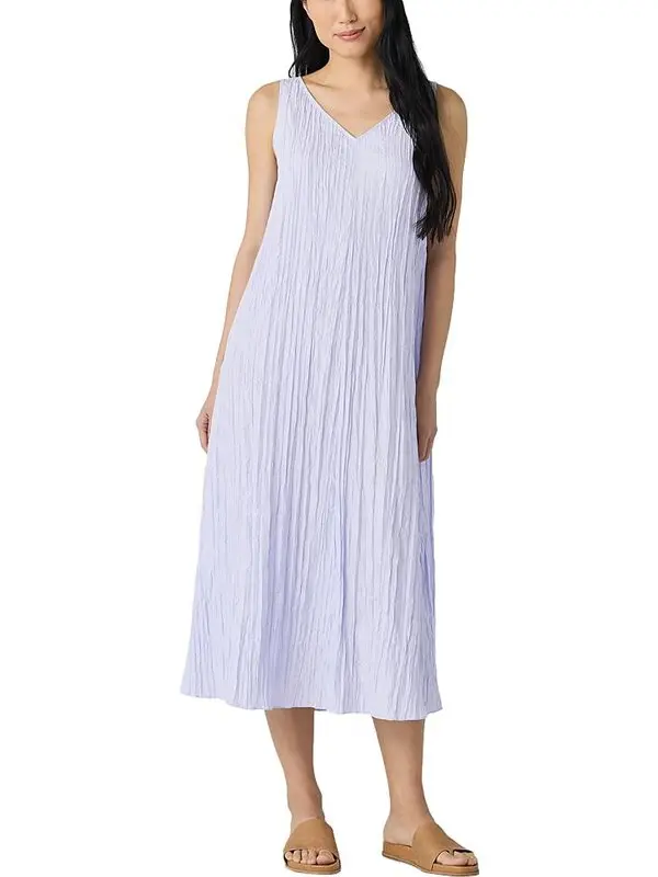 Eileen Fisher Crushed Silk Midi Dress - Bellflower