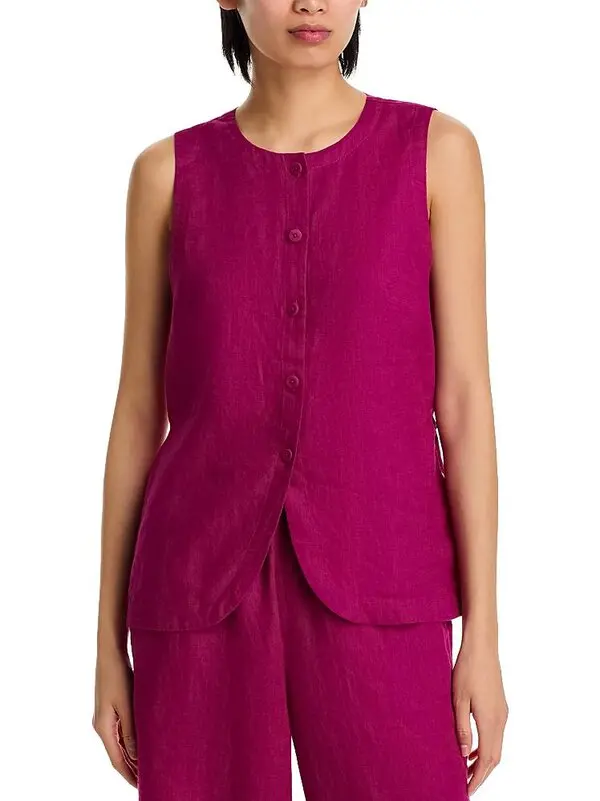 Eileen Fisher Linen Long Vest - Sangria