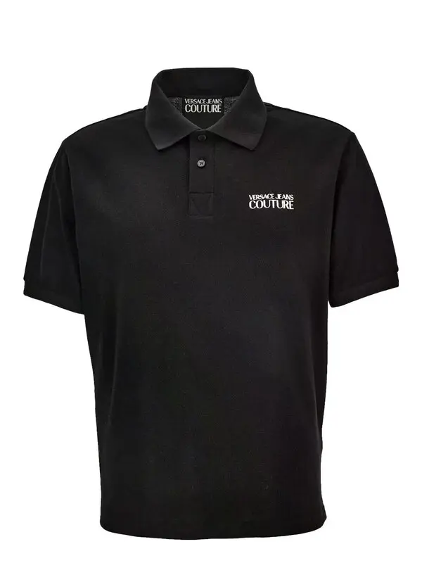 Versace Logo-embroidered Polo Shirt - Black