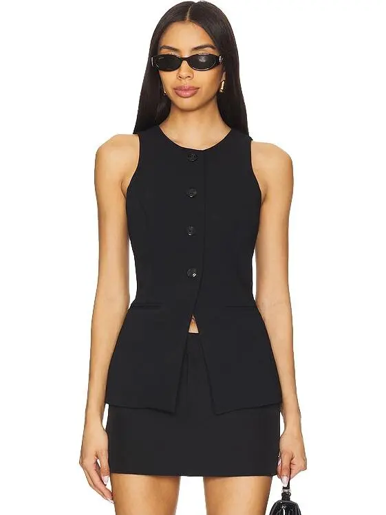 Good American Luxe Suiting Sculpted Vest - Black001