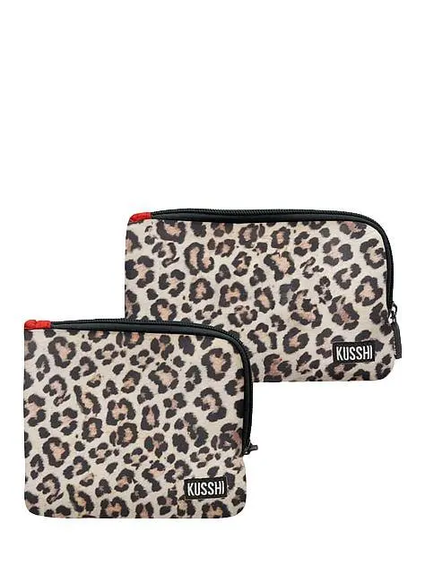 KUSSHI On-the-go Pouch Set - Leopard Neoprene