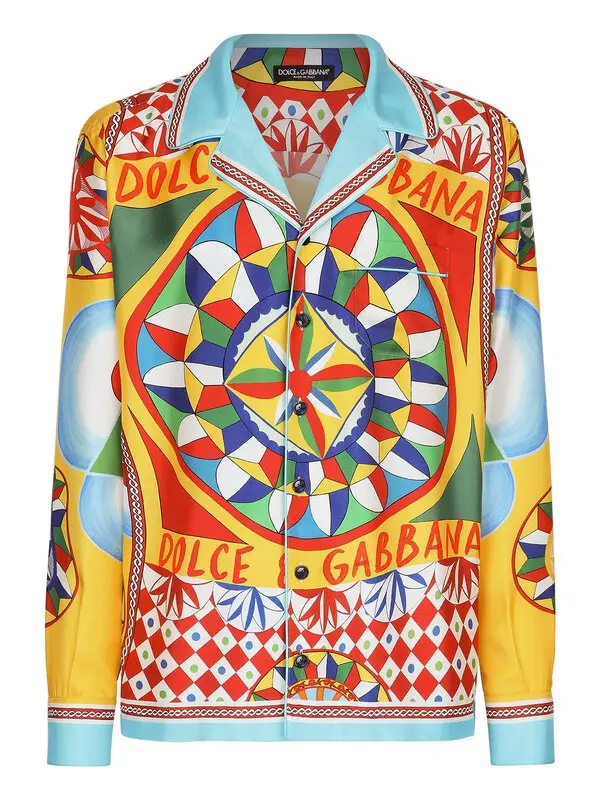 Dolce & Gabbana Carretto-print Silk Twill Shirt - Red