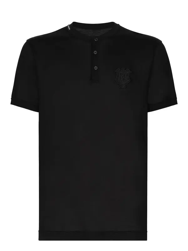 Dolce & Gabbana Silk Granddad-neck T-shirt - Black