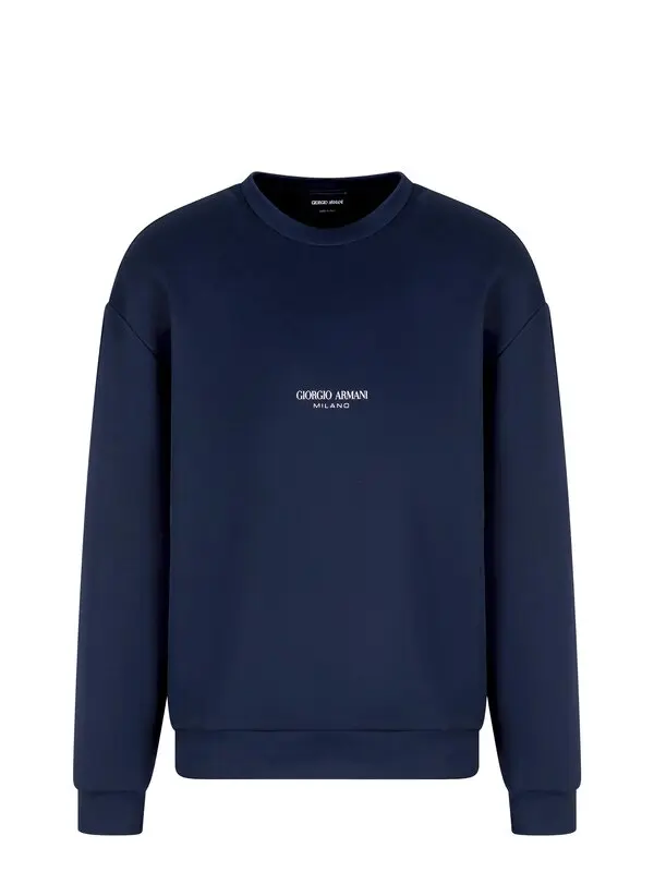 Giorgio Armani Micromodal Jersey Crew-neck Sweatshirt - Navy Blue