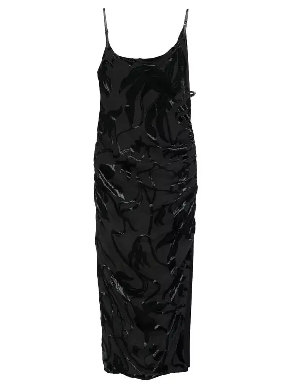 MUGLER Flocked Midi Dress - Black